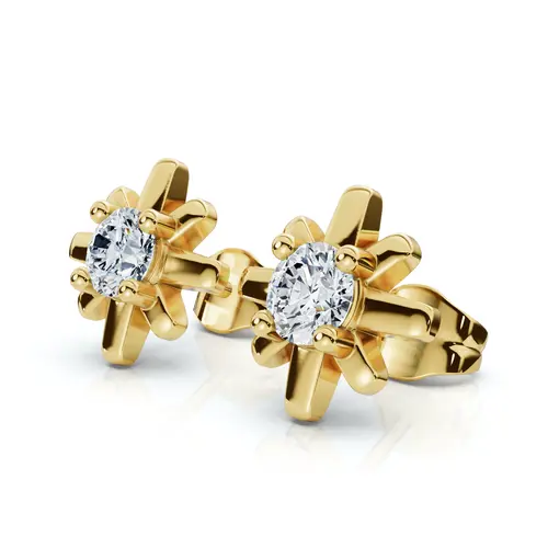 BLISS DIAMOND 1/3ct Diamond Starburst Stud Earrings 14k Gold Lab Grown 1/3" Wide - 14k Yellow Gold