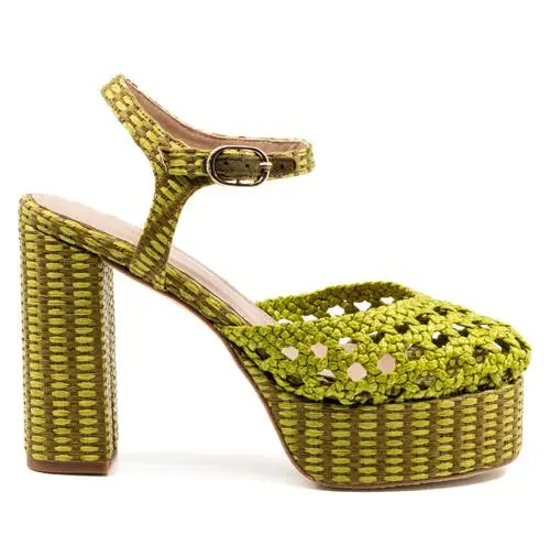 ANDREA GOMEZ Beatriz Raffia Platform - Olive