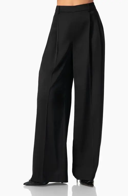 IVONNE Satin Wide Leg Tailored Pants - Black