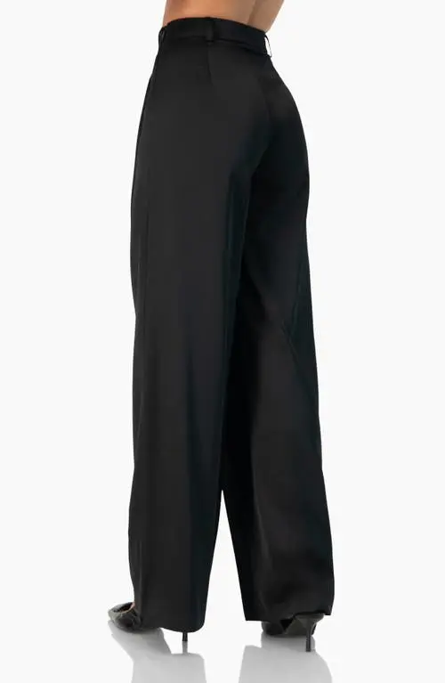 IVONNE Satin Wide Leg Tailored Pants - Black
