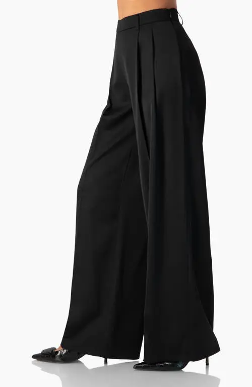 IVONNE Satin Wide Leg Tailored Pants - Black