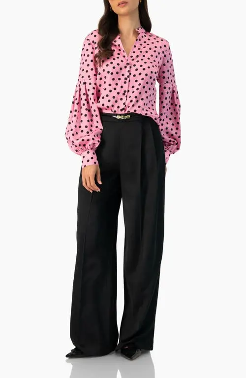IVONNE Satin Wide Leg Tailored Pants - Black
