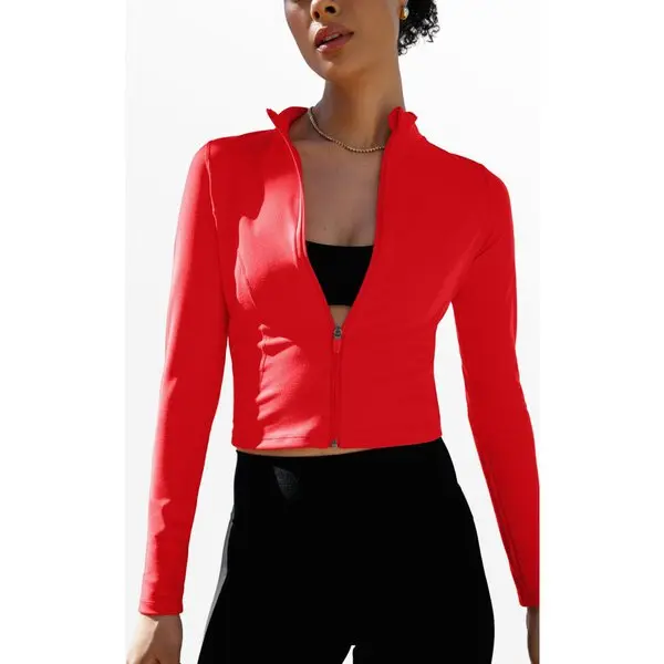Pepper Zip-up Cropped Jacket With Mock Neck - Cherie