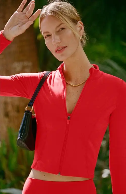 Pepper Zip-up Cropped Jacket With Mock Neck - Cherie