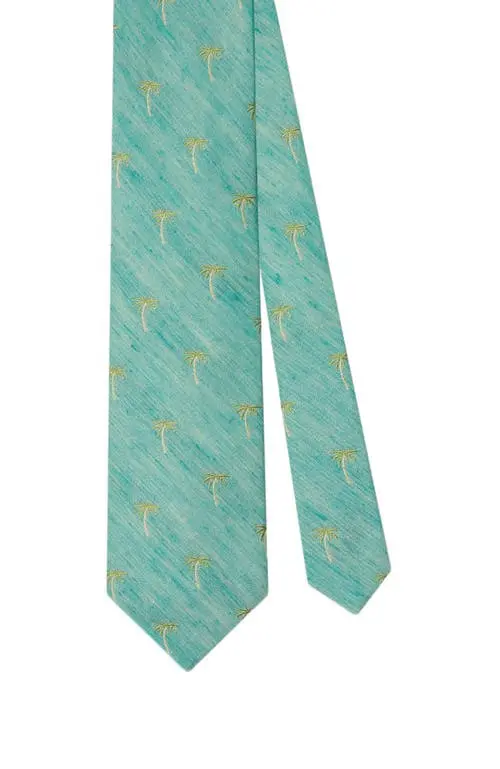 Robert Talbott Palm Silk Linen Necktie - Aqua