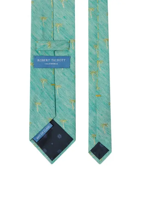 Robert Talbott Palm Silk Linen Necktie - Aqua