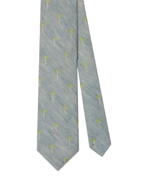 Robert Talbott Palm Silk Linen Necktie - Blue