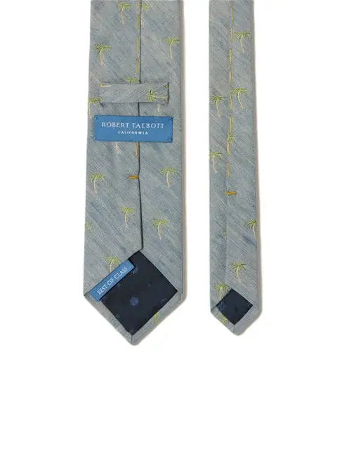 Robert Talbott Palm Silk Linen Necktie - Blue