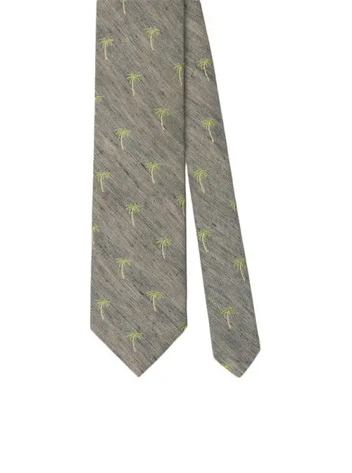 Robert Talbott Palm Silk Linen Necktie - Navy
