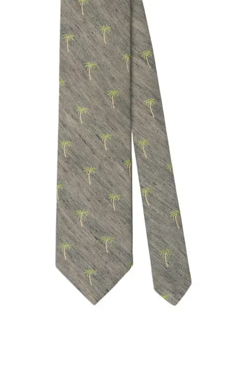Robert Talbott Palm Silk Linen Necktie - Navy