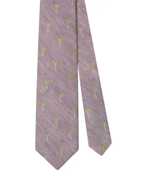 Robert Talbott Palm Silk Linen Necktie - Purple