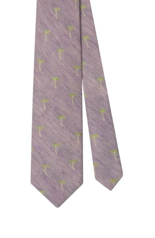 Robert Talbott Palm Silk Linen Necktie - Purple