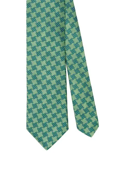Robert Talbott Houndstooth Jacquard Necktie - Green