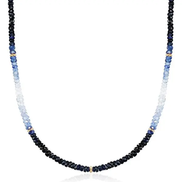 THE LOVERY FINE JEWELRY 14k Yellow Gold Ombre Sapphire Beaded Necklace - Blue Sapphire