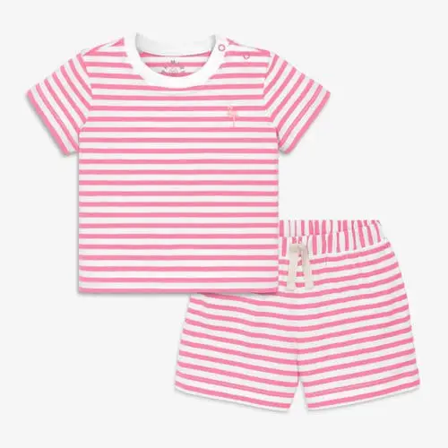 PRIMARY Baby Stripe Embroidered Set - Taffy White Stripe