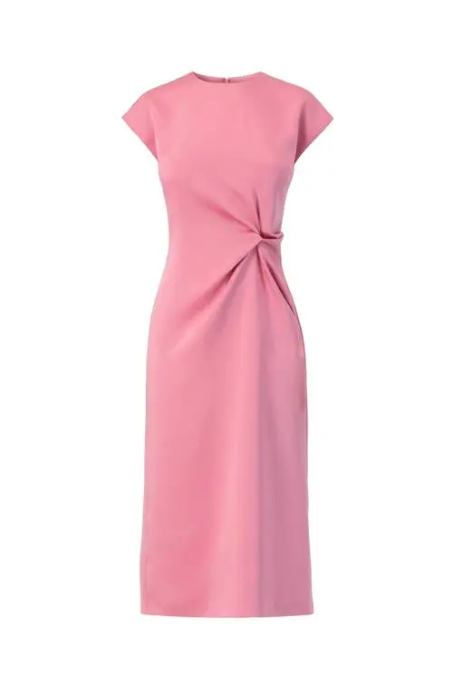 IVONNE Midi Off-shoulder Satin Dress With Knot
