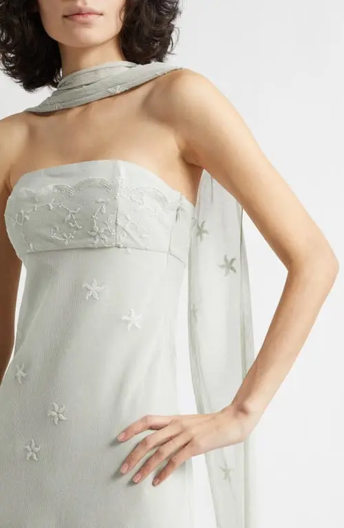 Posse Strapless Silk-blend Dress With Scarf