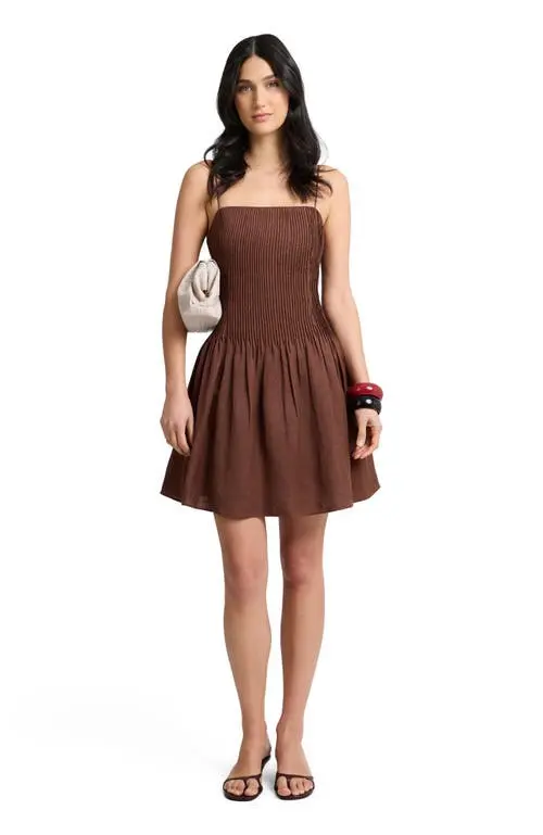 Onia Dropped Waist Pintuck Dress