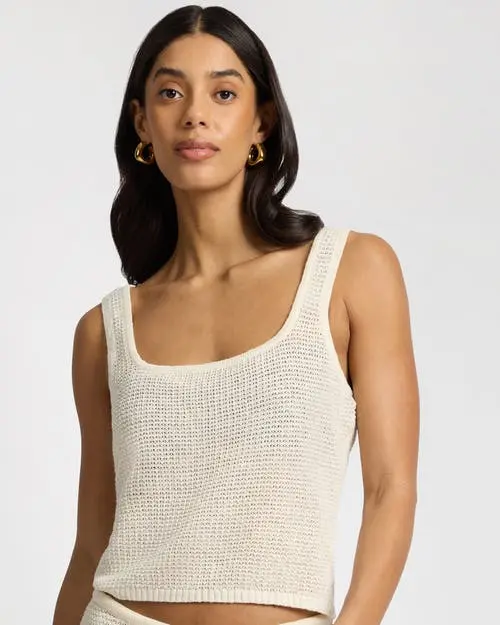 Onia Knit Square Neck Tank - Egret
