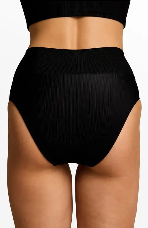 Pepper High Waisted Bikini Bottom - Black