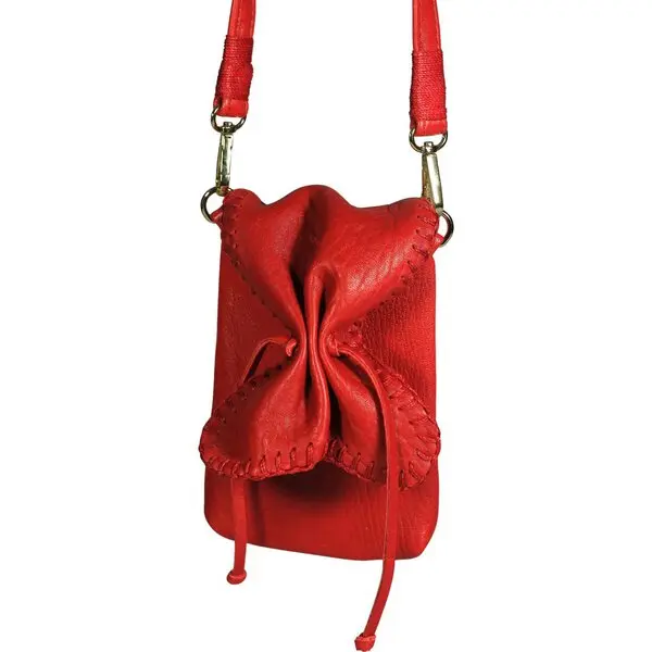 Carlos Falchi Cell Phone Lambskin Leather Shoulder Bag - Red