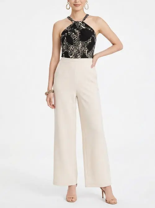 Rachel Rachel Roy Jetti Halter Neck Wide Leg Jumpsuit - Mono Floral Combo