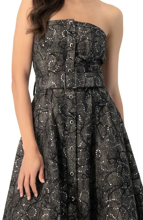 IVONNE Denim Midi Strapless Dress