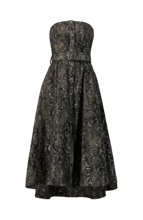 IVONNE Denim Midi Strapless Dress