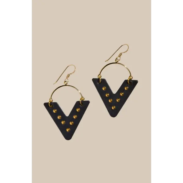 NICKEL & SUEDE Sutton Studded Earrings - Black/gold