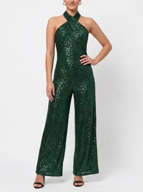 Rachel Rachel Roy Goddess Sequin Jumpsuit - Green Pasture