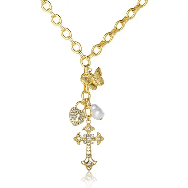 Jessica Simpson Gold-tone Charm Link Necklace - Gold Tone