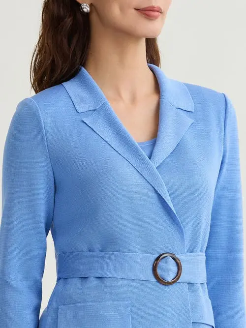 Misook Belted Tonal Flat Knit Jacket