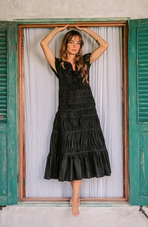 BRUNNA.CO Srikandi Ruffle Maxi Dress - Black
