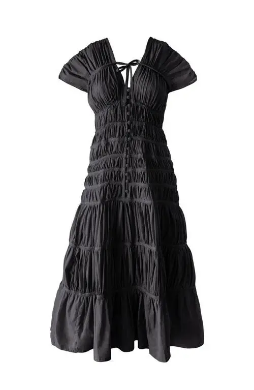 BRUNNA.CO The Srikandi Ruffle Maxi Dress - Black