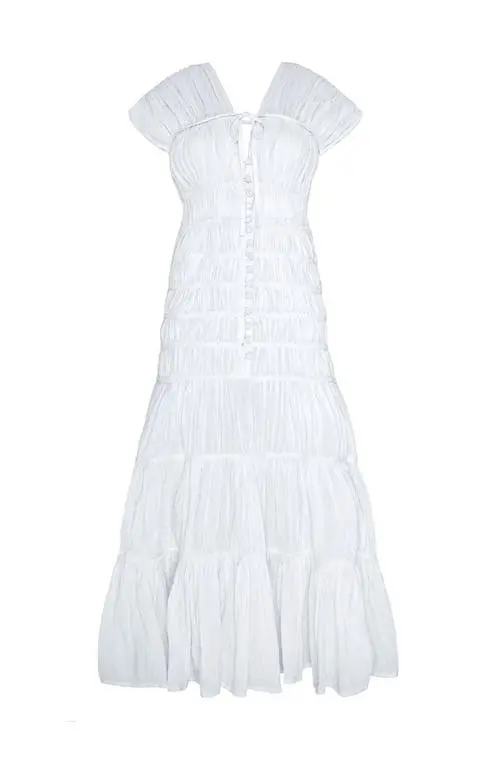 BRUNNA.CO The Srikandi Ruffle Maxi Dress - White