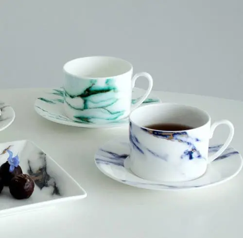 Prouna Marble Azure Tea Cup & Saucer