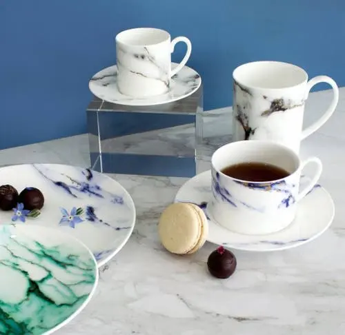 Prouna Marble Azure Tea Cup & Saucer