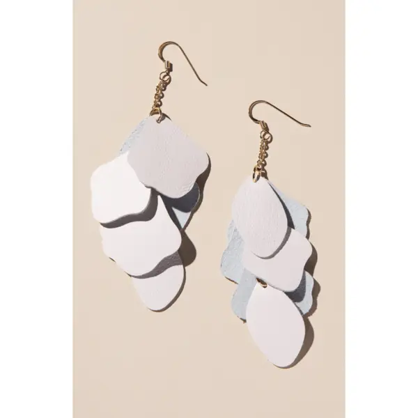 NICKEL & SUEDE Florence Nappa Leather Statement Earrings - Cream/gold