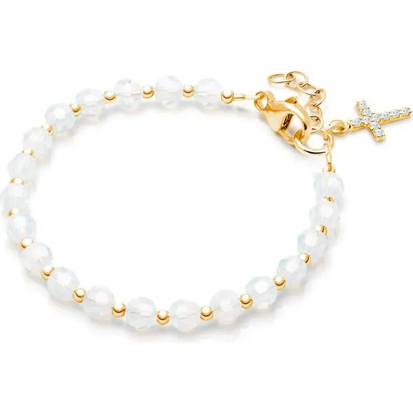TINY BLESSINGS 14k Gold Shimmer Crystal Bracelet With Cross - 14k Yellow Gold