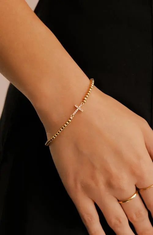 MINT & LILY Plated Beaded Cross Stretch Bracelet - Gold