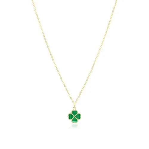 THE LOVERY FINE JEWELRY Clover Pendant Necklace - Malachite
