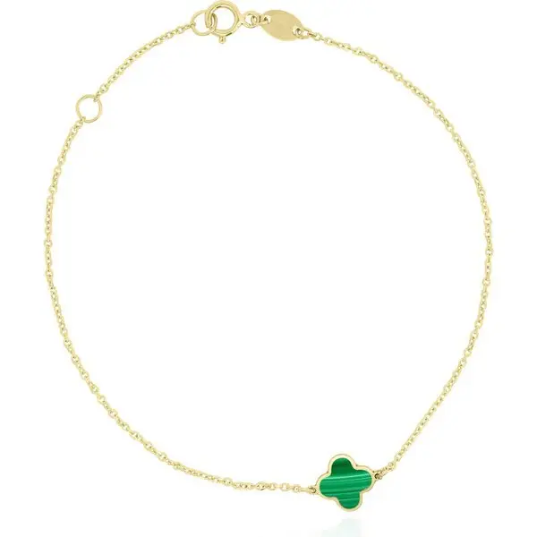 THE LOVERY FINE JEWELRY Mini Single Clover Bracelet - Malachite