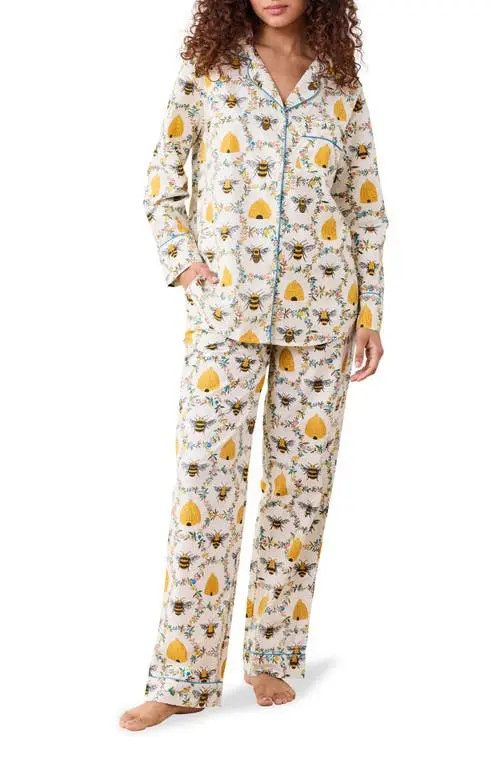 PRINTFRESH Long Sleeve Organic Cotton Pajamas Set - Cream