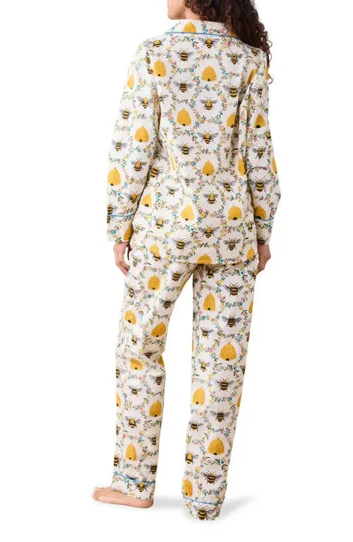 PRINTFRESH Long Sleeve Organic Cotton Pajamas Set - Cream