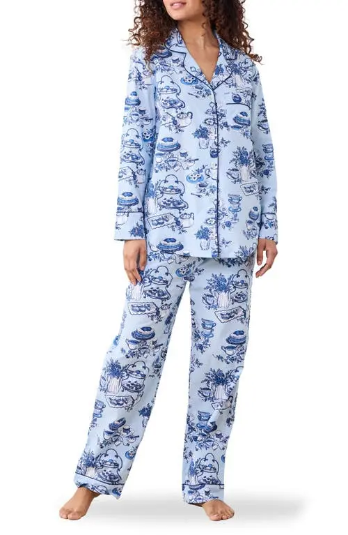 PRINTFRESH Long Sleeve Organic Cotton Pajamas Set - Notting Hill Blue