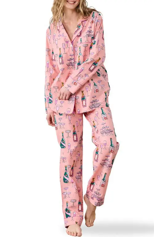 PRINTFRESH Long Sleeve Organic Cotton Pajamas Set - Peach Fizz