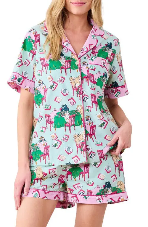 PRINTFRESH Short Organic Cotton Pajamas Set - Pale Jade