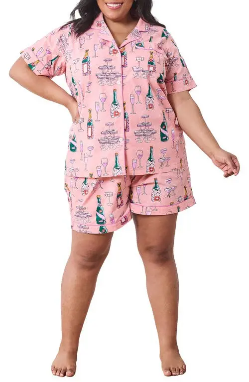 PRINTFRESH Short Organic Cotton Pajamas Set - Peach Fizz
