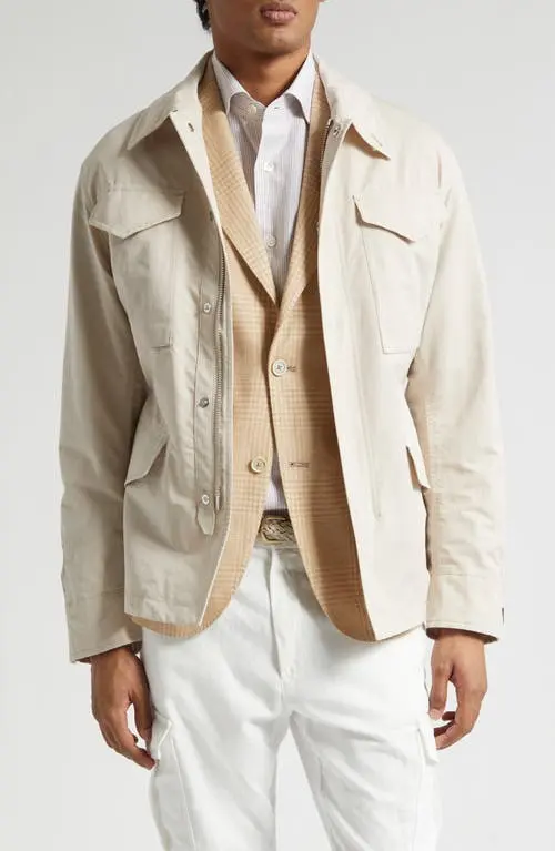 Eleventy Cotton & Silk Field Jacket - 02 Sand