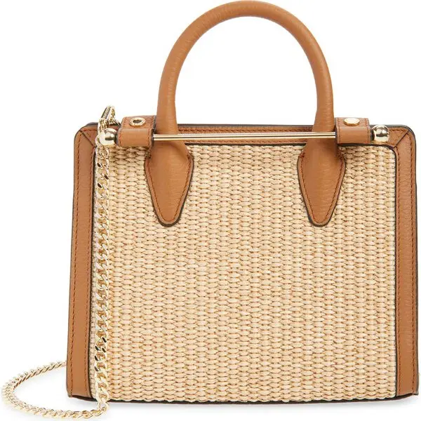 Strathberry Mini Woven Raffia Tote - Tan/natural